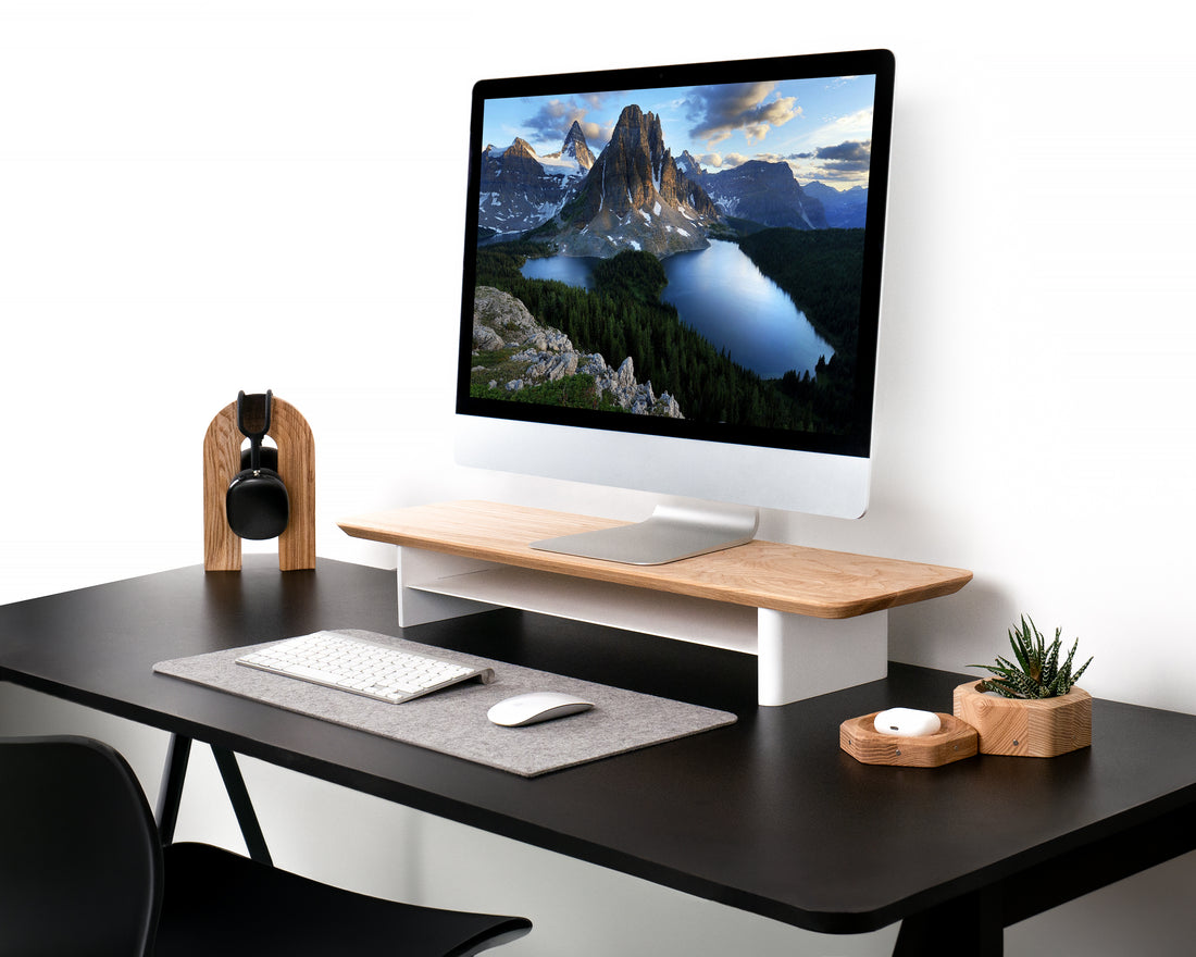 Wood Monitor Stand with shelf (Classic Design) – TheHrdwood