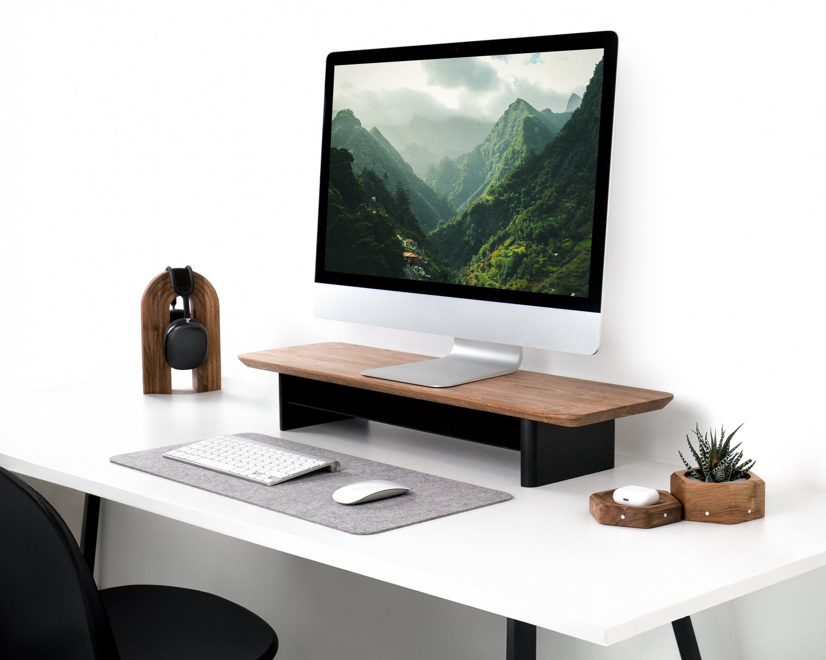 Wood Monitor Stand with shelf (Classic Design) – TheHrdwood